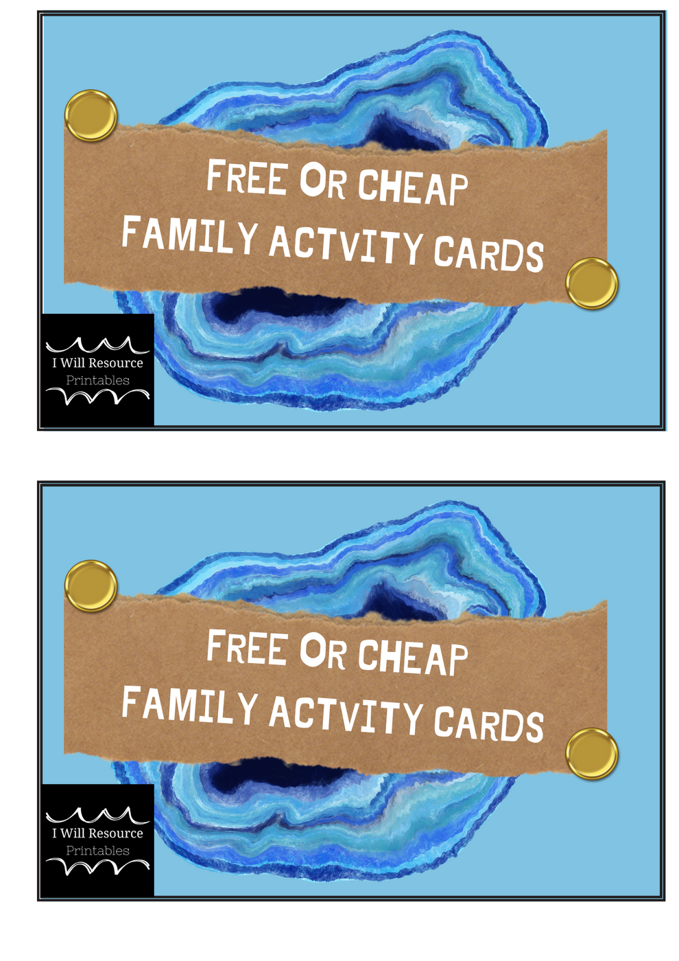 Free or Cheap FAMILY ACTIVITY CARDS (Digital Download) – I Will Resource