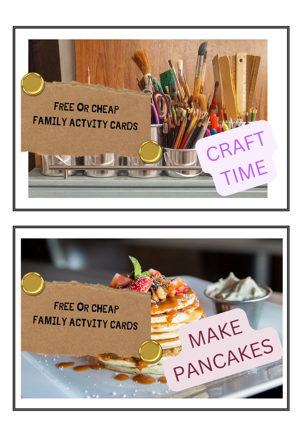 Free or Cheap FAMILY ACTIVITY CARDS (Digital Download) – I Will Resource
